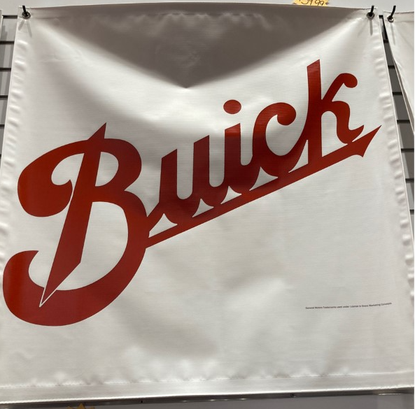 3' x 3' Buick Red Script Garage Banner – Sloan Museum & Longway Planetarium